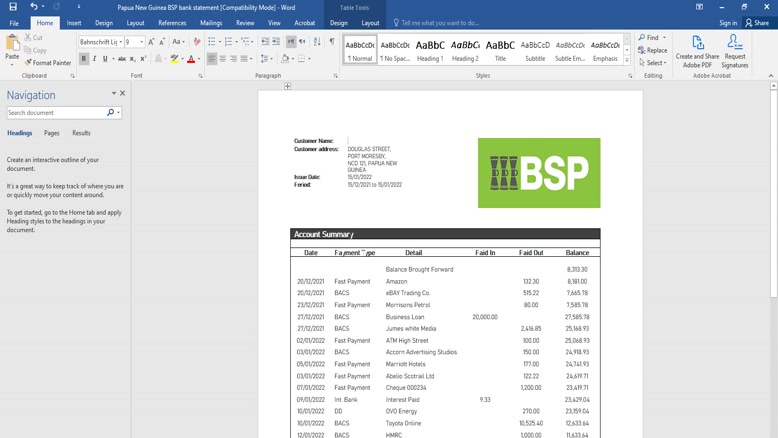 Mp4.ir | FAKE PAPUA NEW GUINEA BSP BANK STATEMENT TEMPLATE